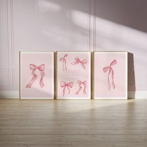 Pink Bow Posters Trendy Bow Print Pink Coquette Prints College Dorm ...