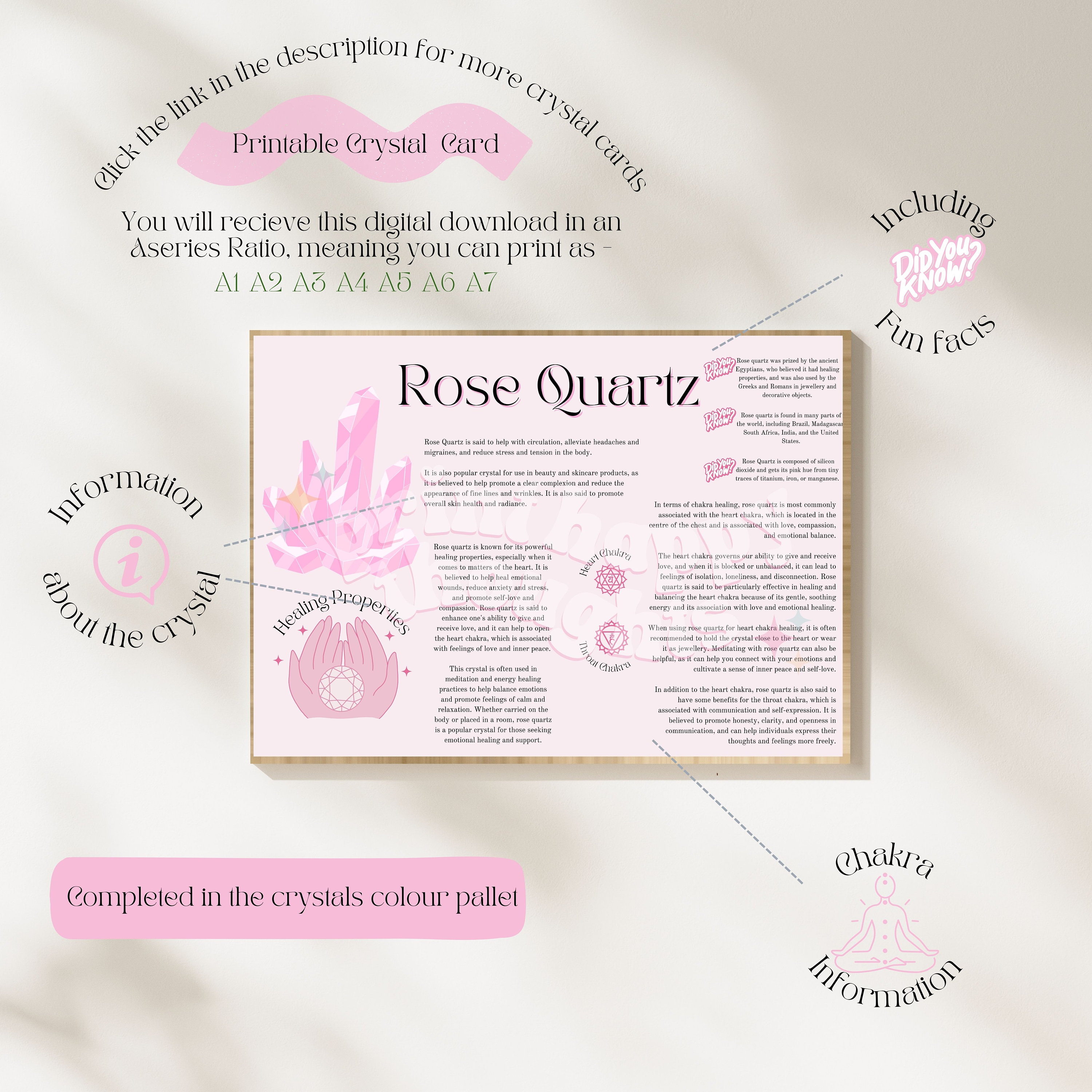 Rose Quartz Crystal Card Meaning Crystal Description Cards Printable ...