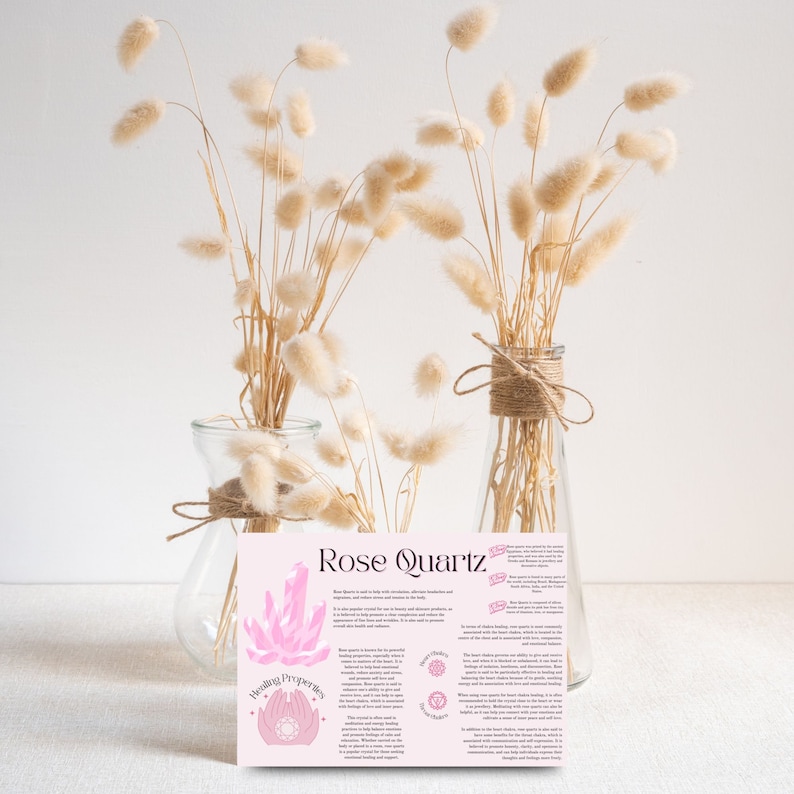 Rose Quartz Crystal Card Meaning Crystal Description Cards Printable ...