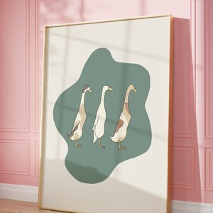 Runner Duck Poster Cute Duck Neutral Home Decor Cottage Core Wall Art ...