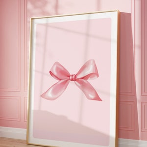 Pink Bow Posters Trendy Bow Print Pink Coquette Prints College Dorm ...