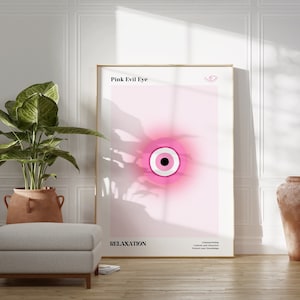 Pink Evil Eye Poster Aura Gradient Evil Eye Print Happiness Gift New ...