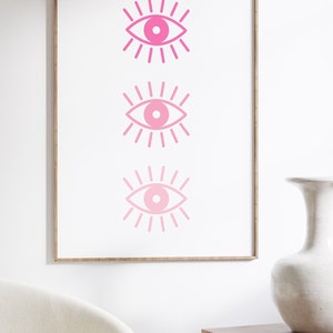 12 Pink Evil Eye Prints Pink Poster Yoga Studio Pink Print Nazar Wall ...