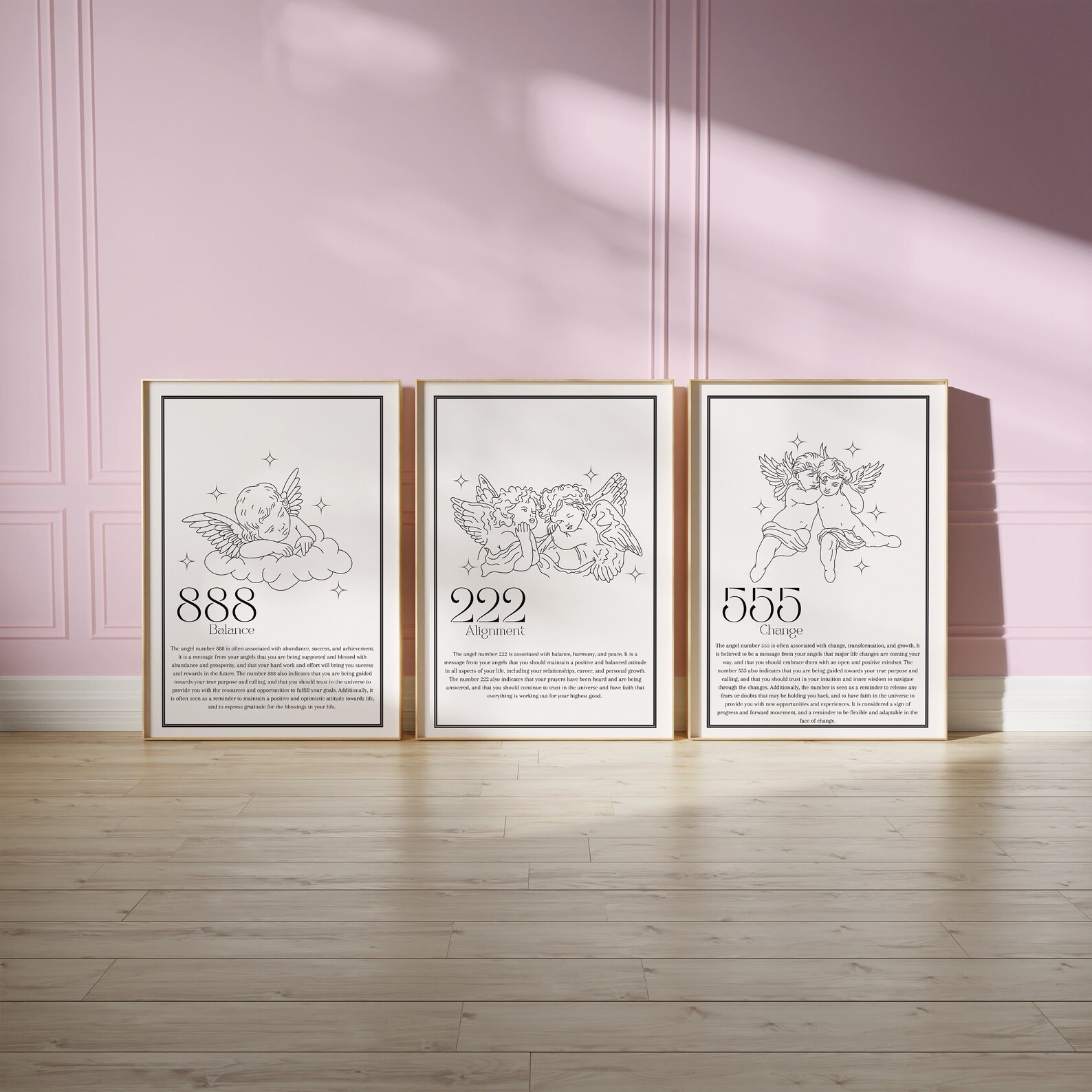 Angel Numbers Poster Minimalist Line Art Angel Wall Decor 222 Wall Art ...