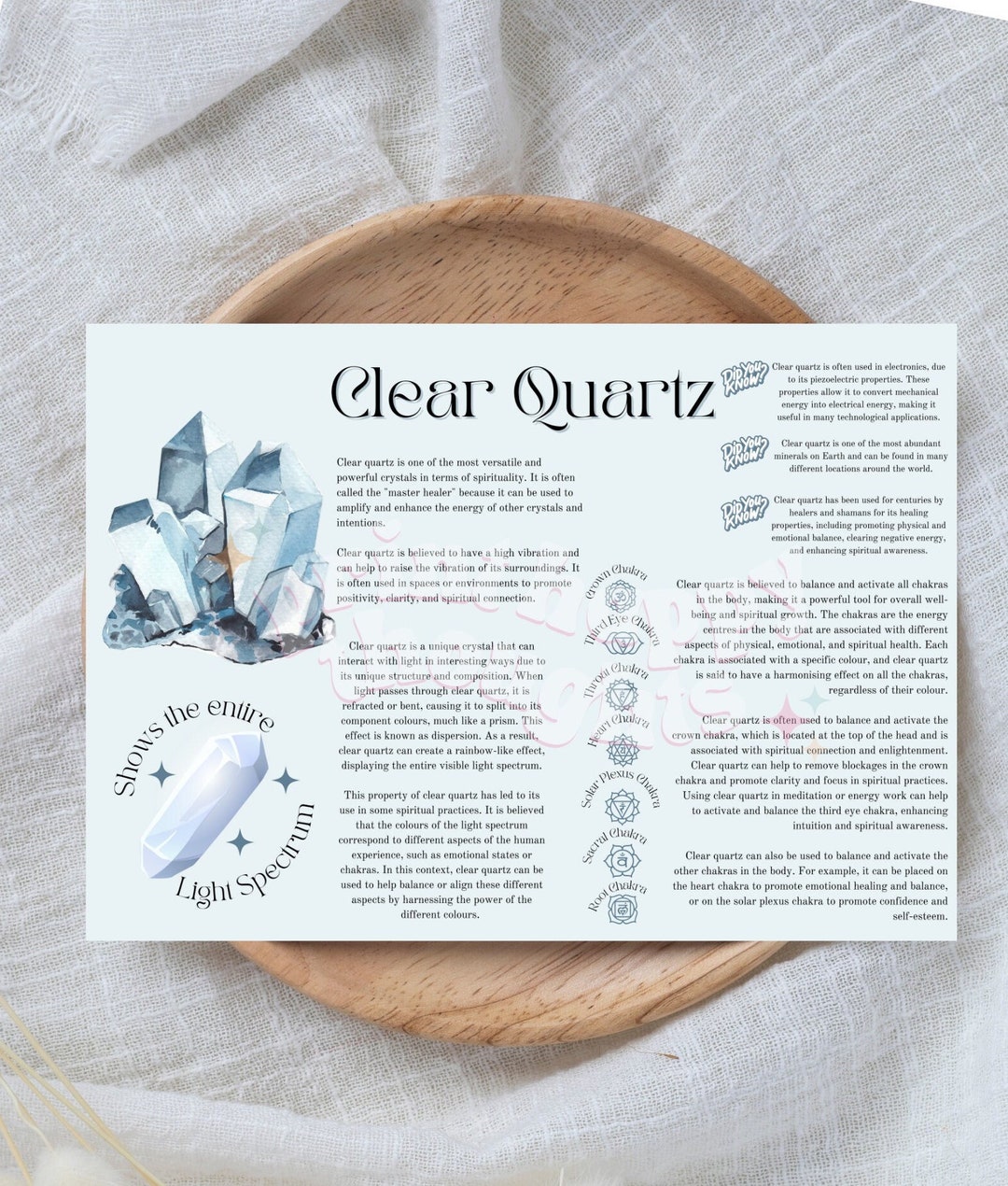 Clear Quartz Crystal Card Meaning Crystal Description Cards Printable ...