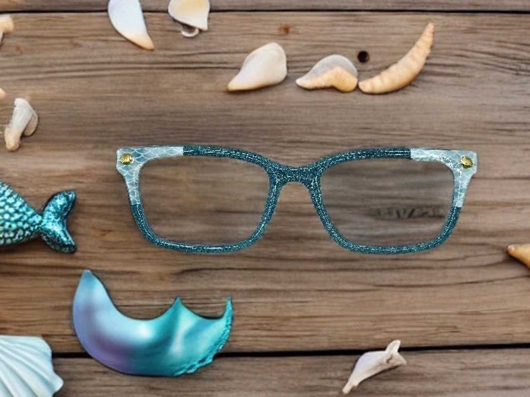 Mermaid and Gold Seashell Cornered Eyeglass Toppers Made to Fit ...