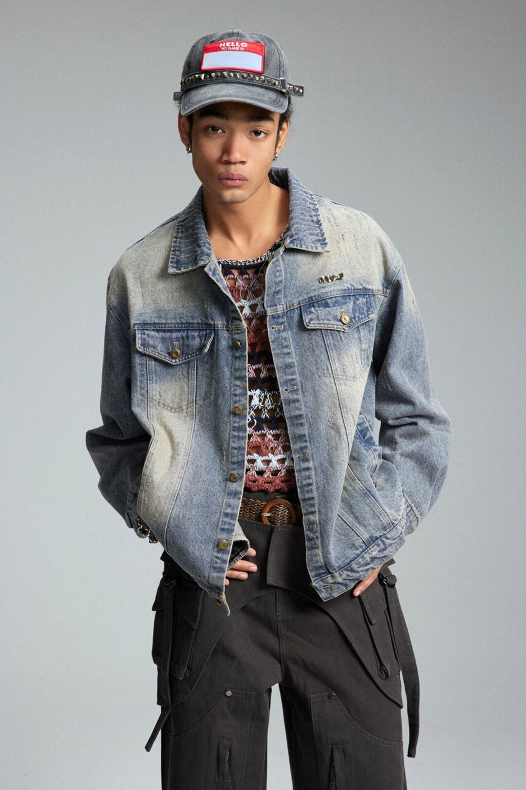 LIGHT BLUE FADED Jeans Jacket, Men's Denim Street Wear Outfit Top ...