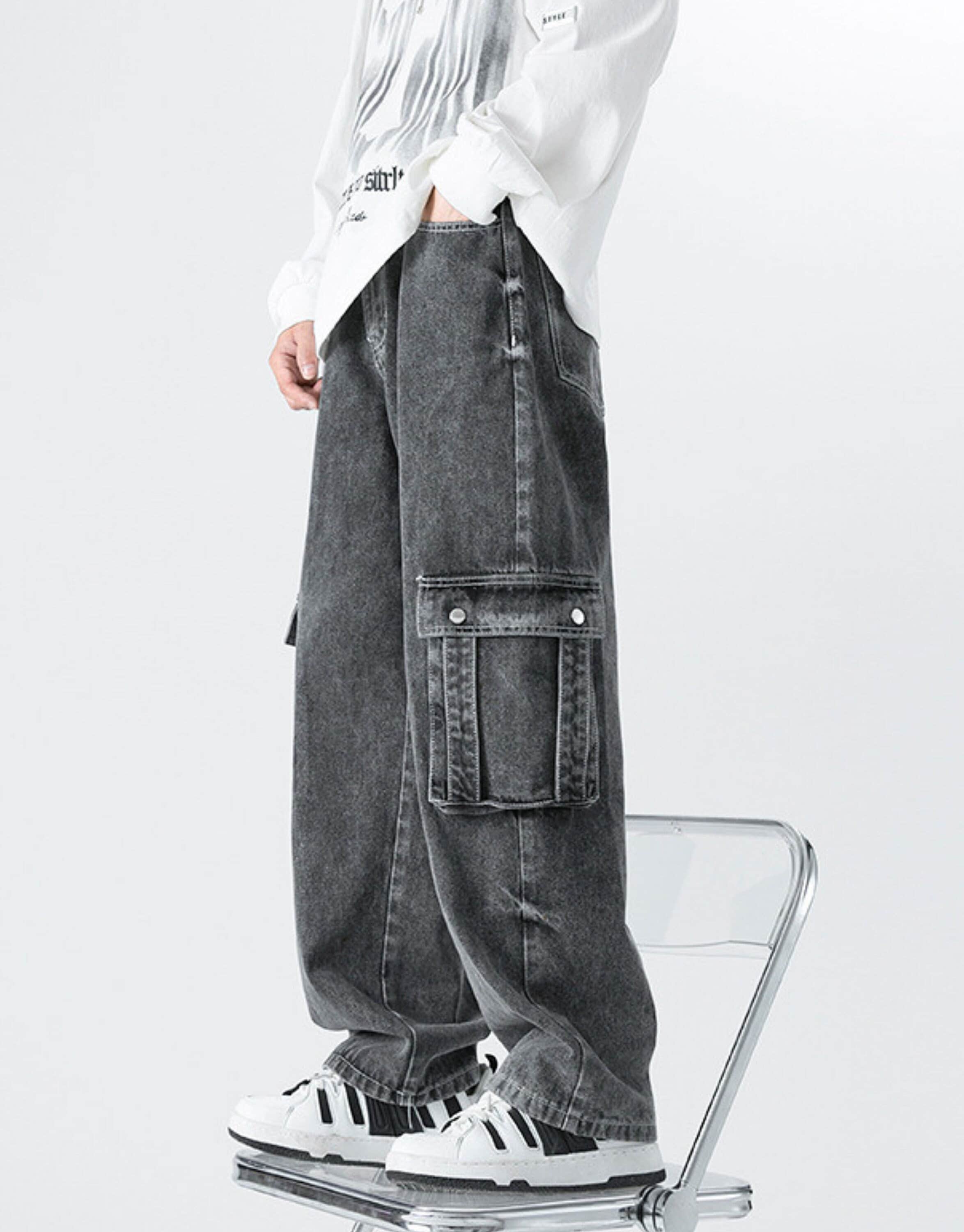 MENS CARGO JEANS Pants, Premiumquality Jeans Baggy Wild Leg Men Jeans ...