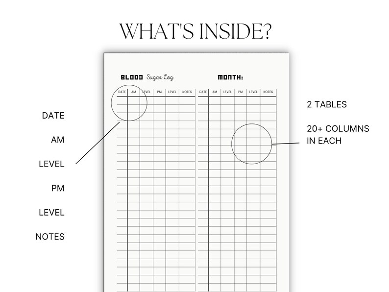 Simple Blood Sugar Log Glucose Printable Template Minimalist Aesthetic ...