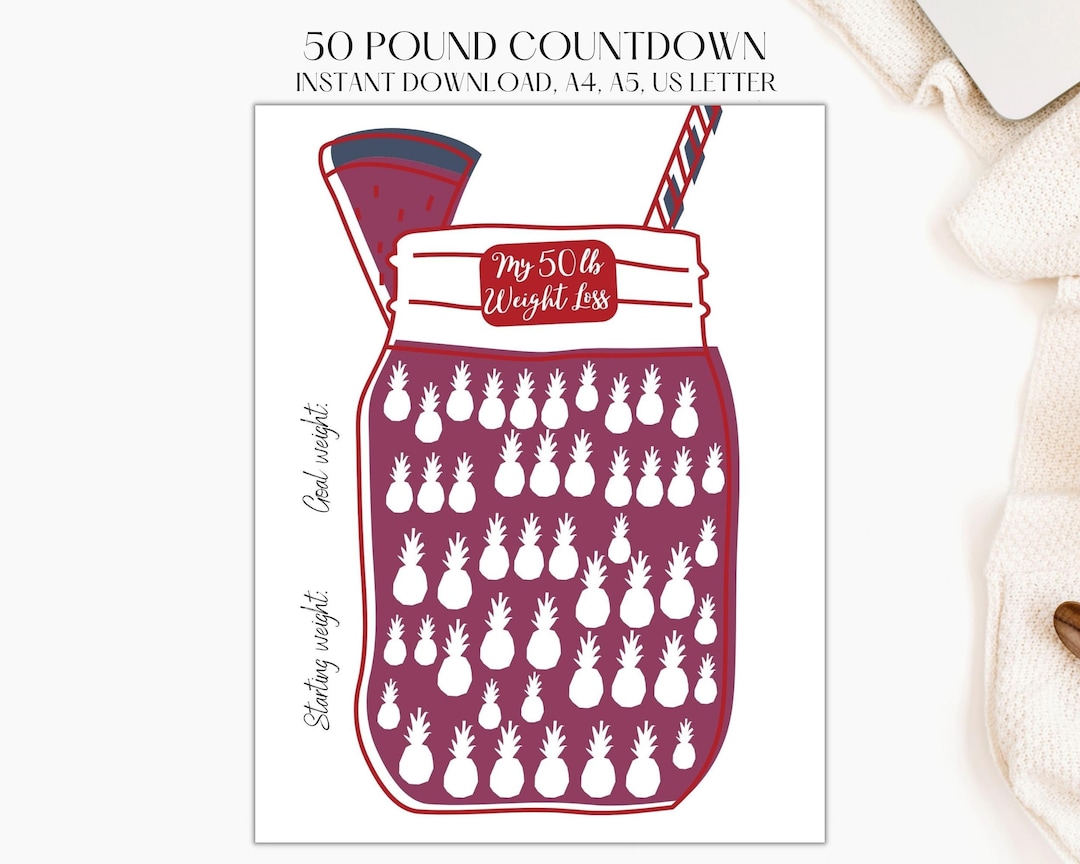 50 Lbs Weight Loss Tracker Jar 50 Pounds Weightloss Track Lbs Lost 50 ...