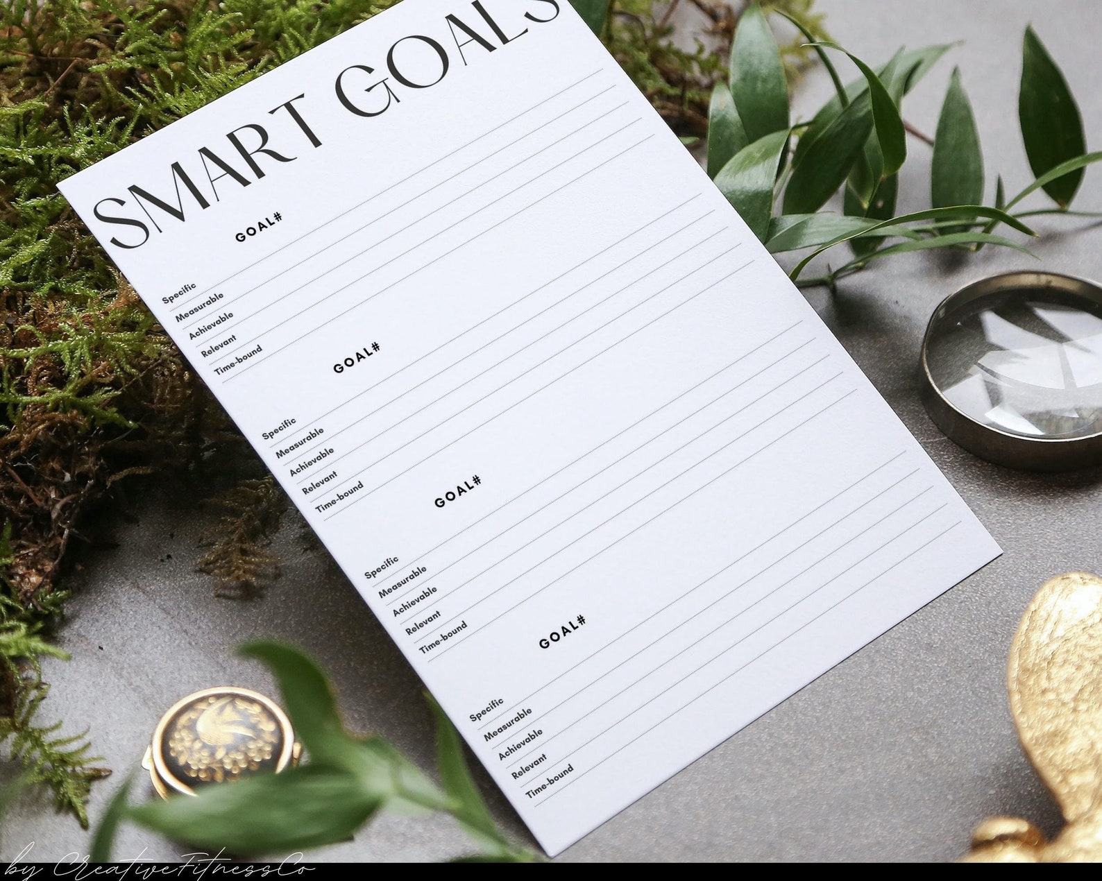 Smart Goal Template Printable, Goals Setting Simple One Page Digital ...