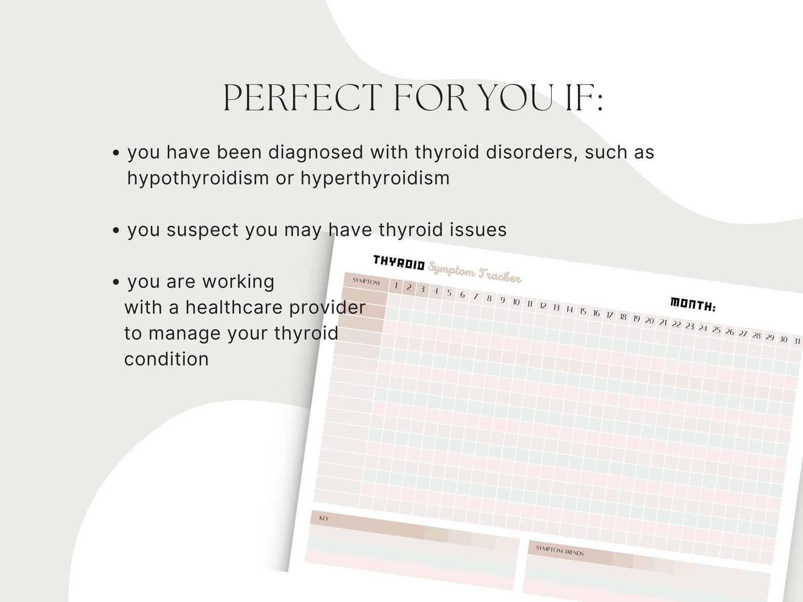 Thyroid Monthly Symptom Tracker Landscape, Printable Template to Track ...