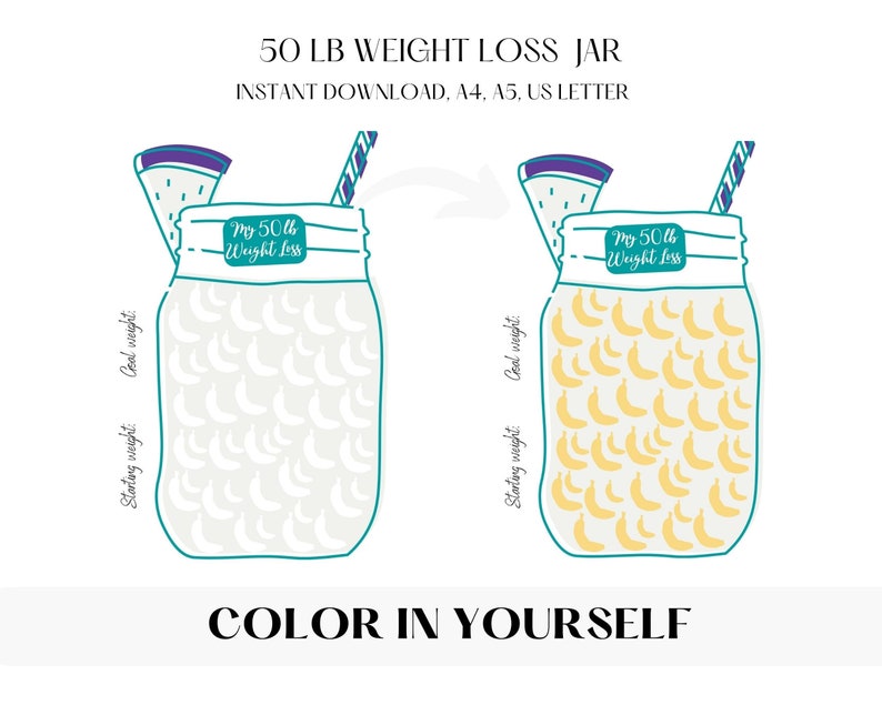 50 Lbs Weight Loss Tracker Jar Printable to Help You Track Weight Loss ...