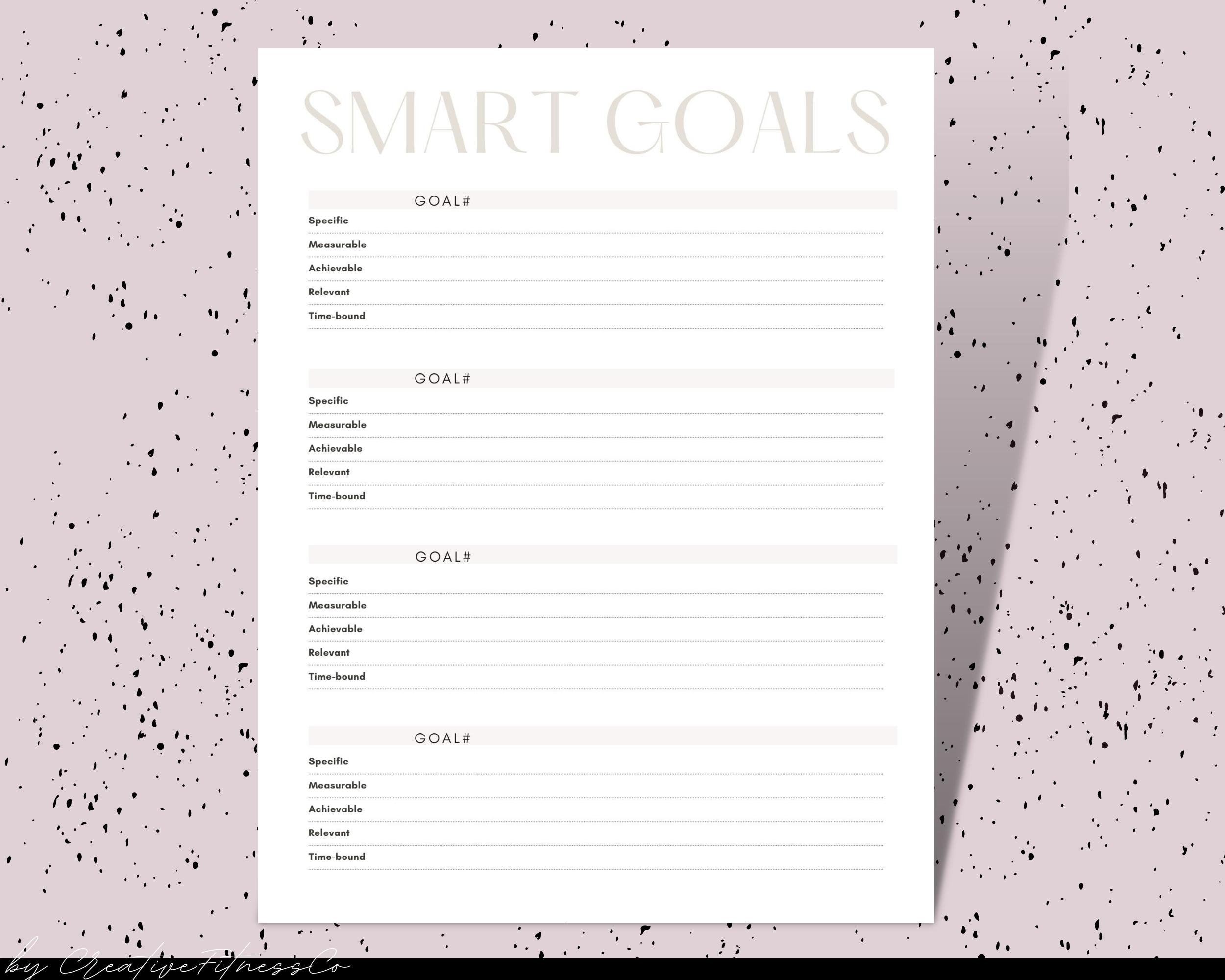Smart Goal Template Printable, Goals Setting Simple One Page Digital ...