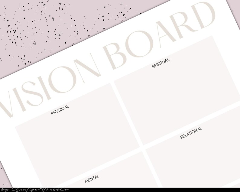 Vision Board Printable Template, Words and Visual Minimalist Worksheets ...