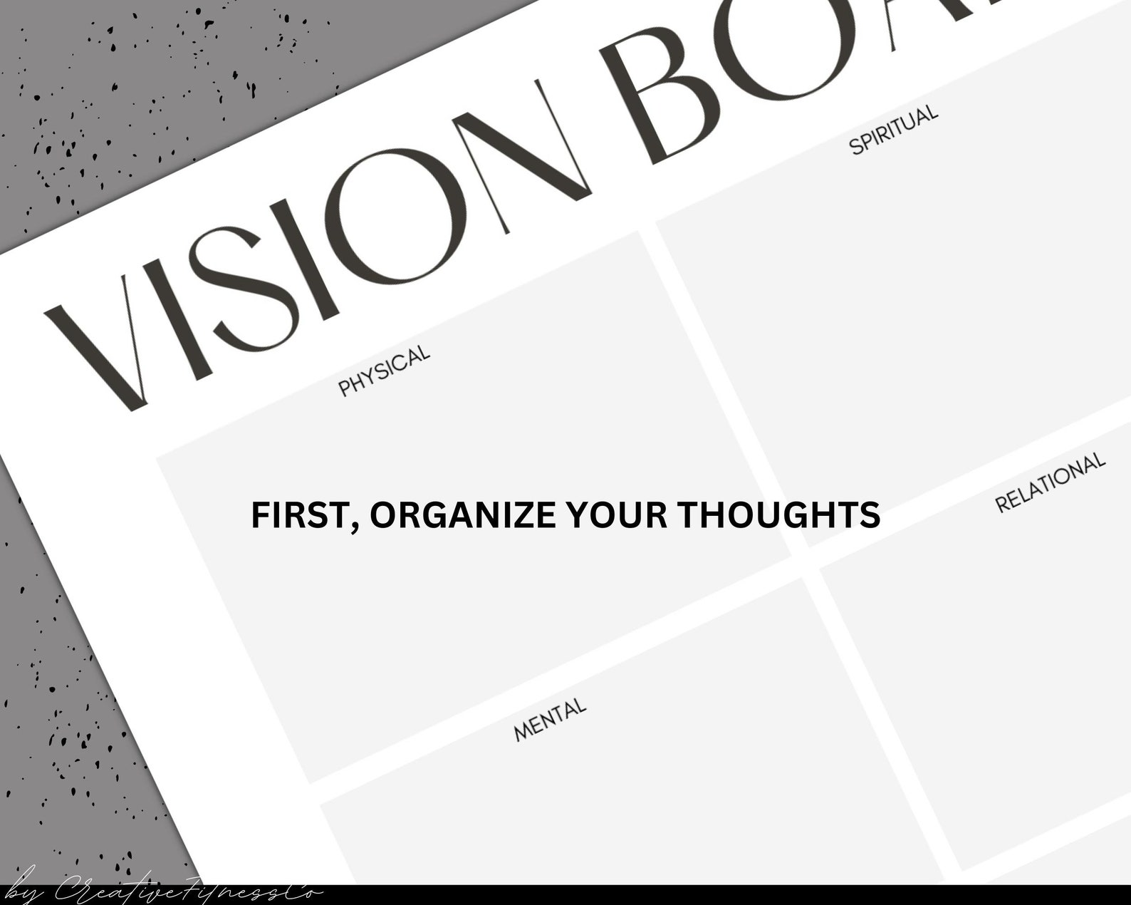 Vision Board Printable Template, Words and Visual Minimalist Worksheets ...