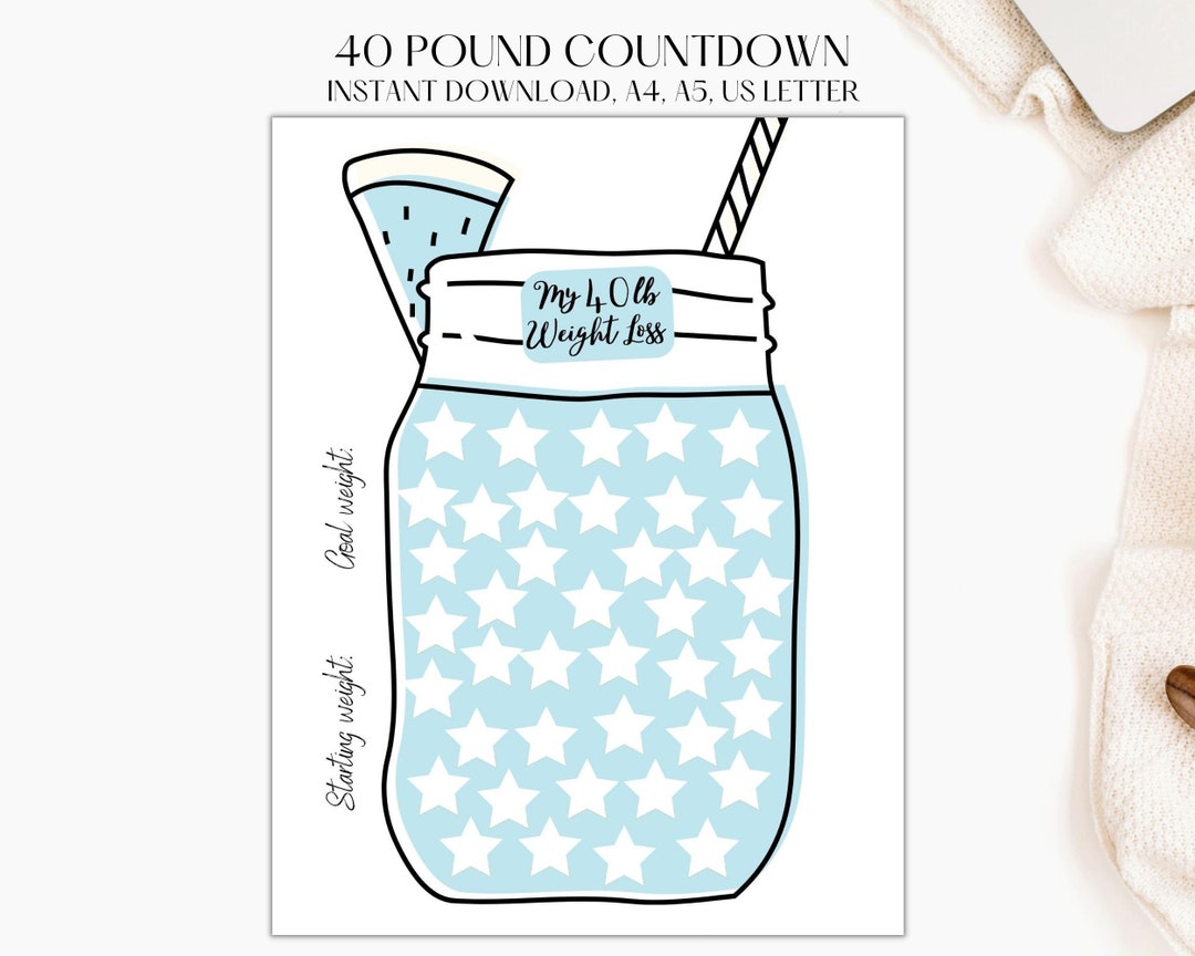 40 Lbs Weight Loss Tracker Jar 40 Pounds Weightloss Track Lbs Lost 40 ...