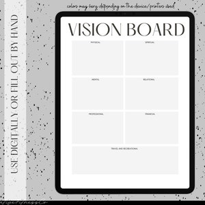 Vision Board Printable Template, Words and Visual Minimalist Worksheets ...