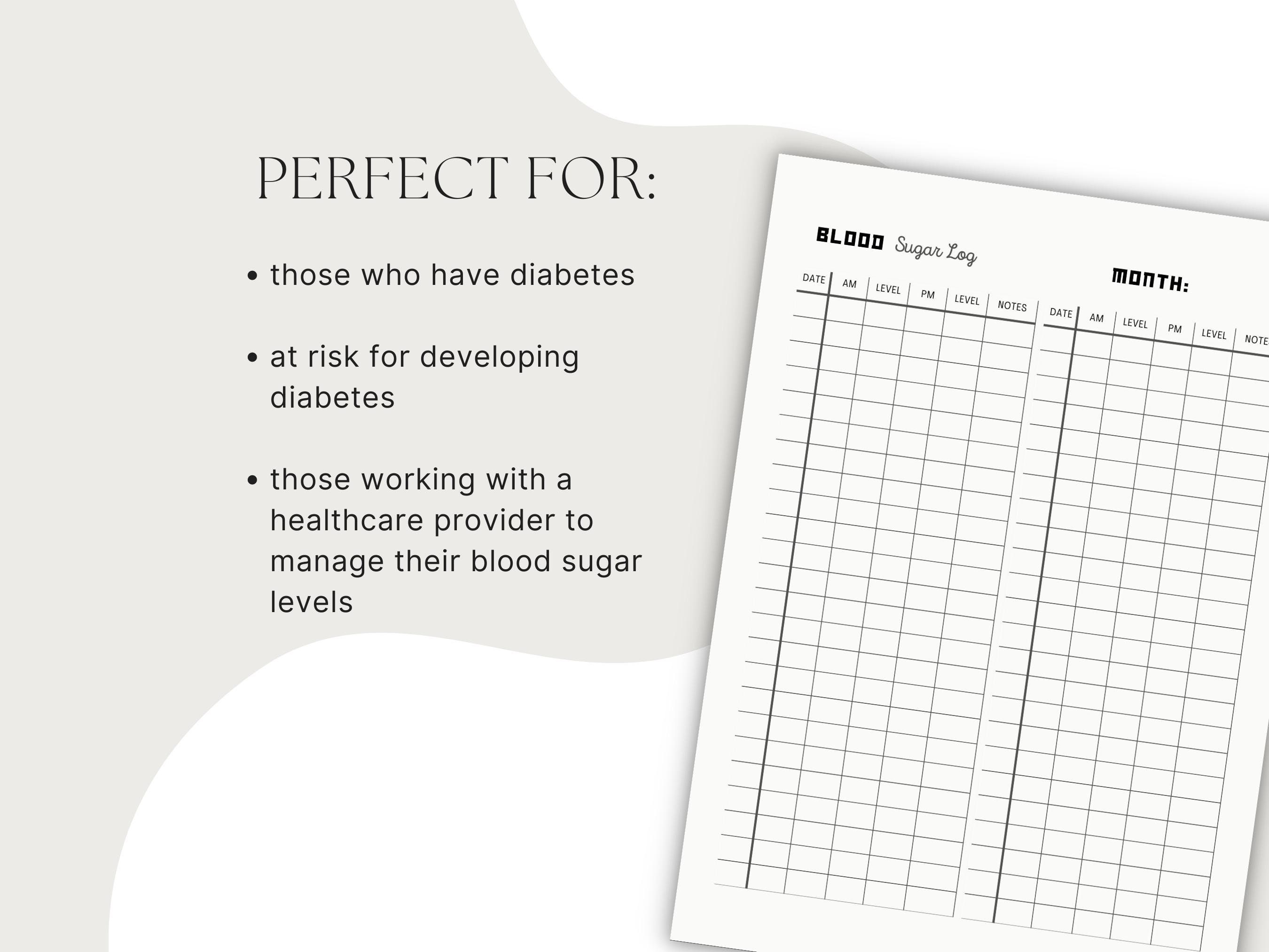 Simple Blood Sugar Log Glucose Printable Template Minimalist Aesthetic ...