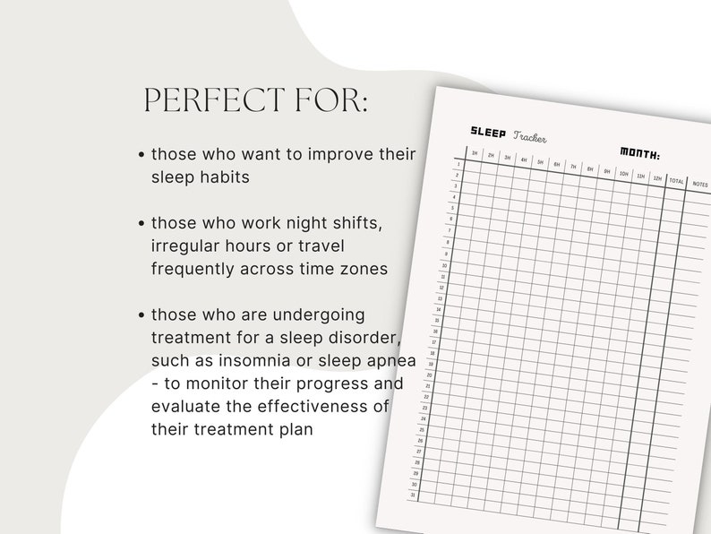 Monthly Printable Sleep Quality Tracker, 31 Day Sleep Log and Journal ...