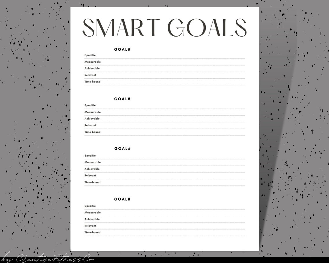 Smart Goal Template Printable, Goals Setting Simple One Page Digital ...