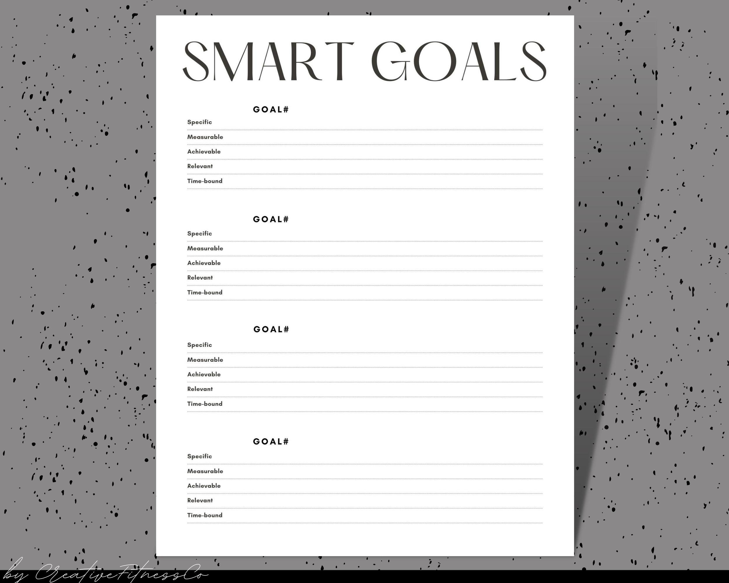 Smart Goal Template Printable, Goals Setting Simple One Page Digital ...