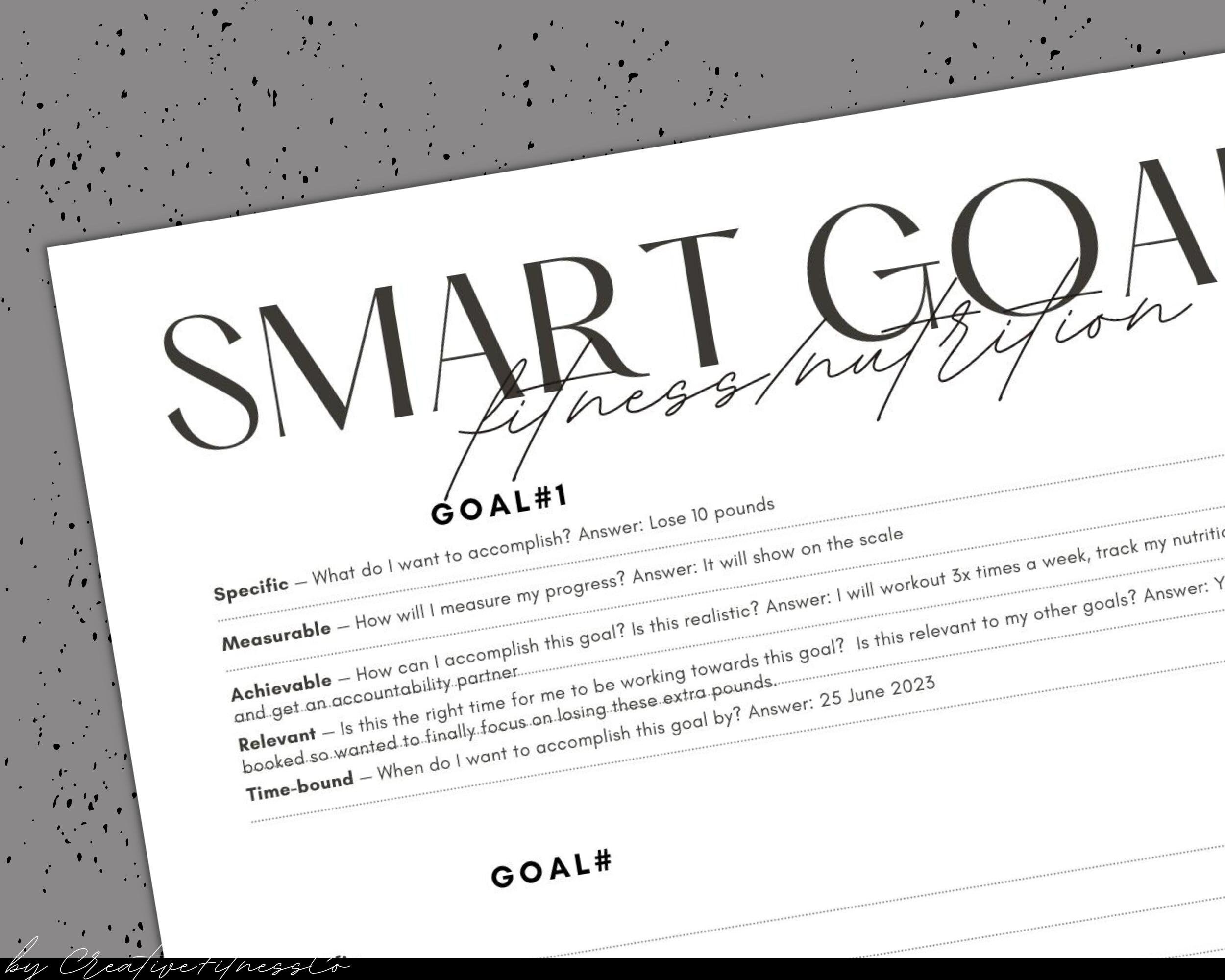 Smart Goal Template Printable, Goals Setting Simple One Page Digital ...