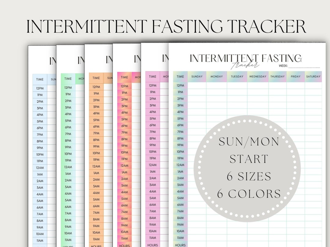 Weekly Intermittent Fasting Tracker Printable, Minimalist Fasting ...