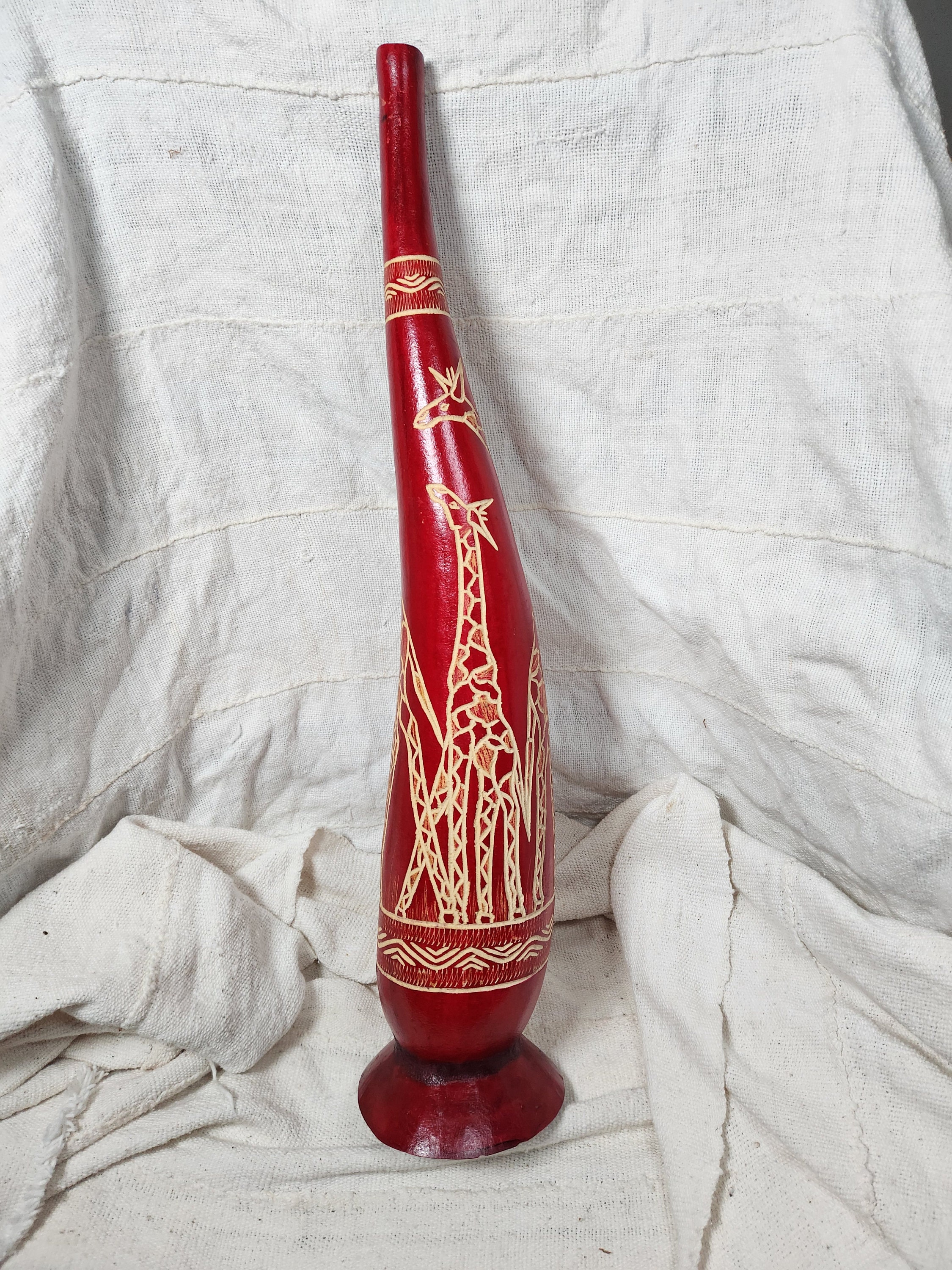 24in Decorative Calabash Vase Hand-carved African Art Floor Standing ...