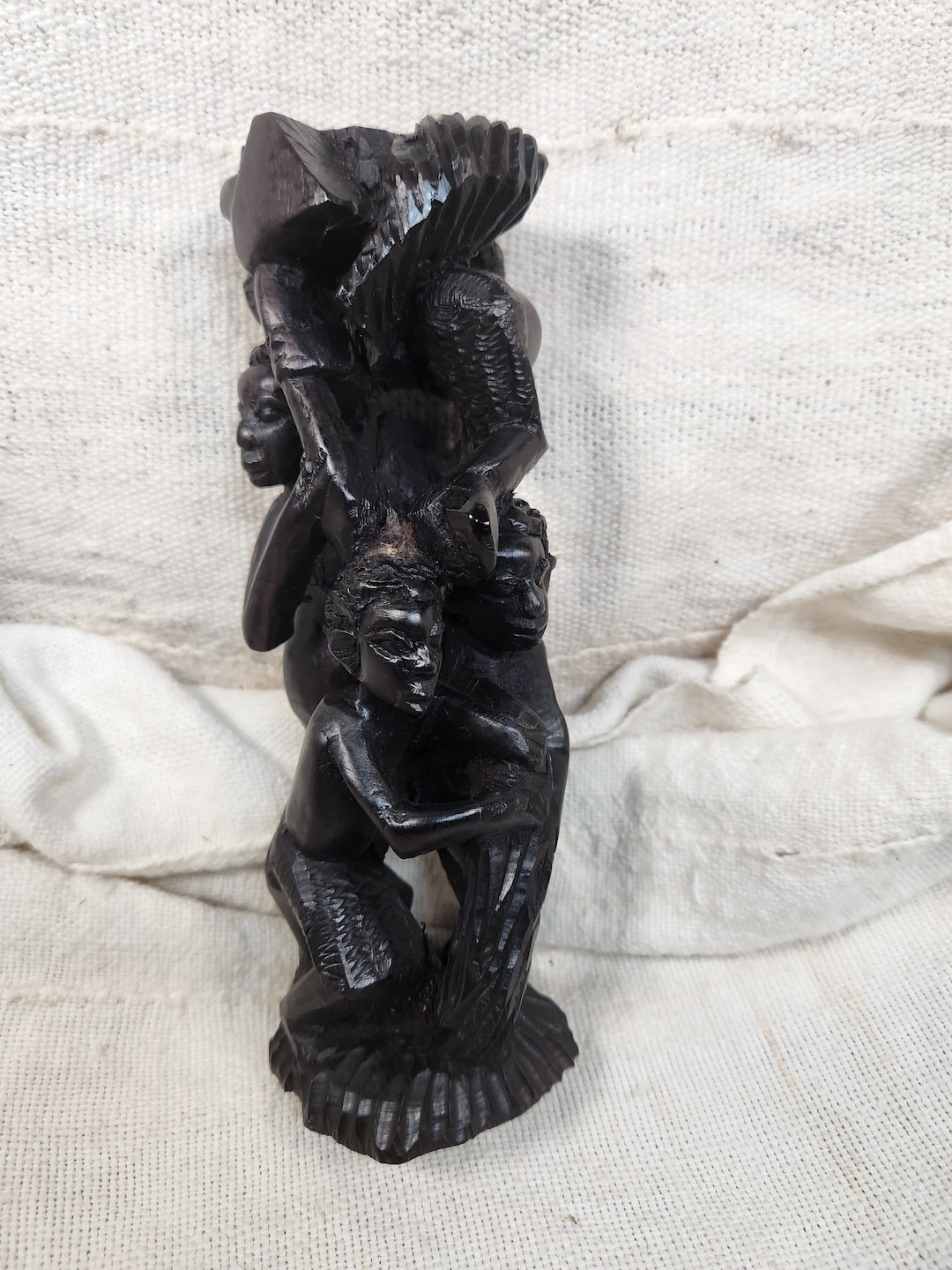Vintage | Ebony Wood | 8 - 10in | Family Tree Carving | African Art ...