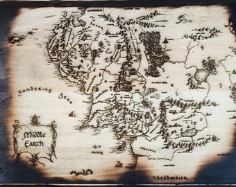 Engraved Middle Earth Map - Etsy