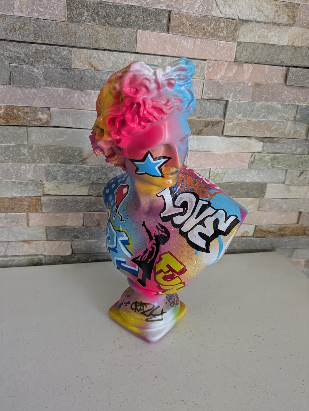 Resin Sculpture, Antique Bust, Pop Art, Street Art Style - Etsy