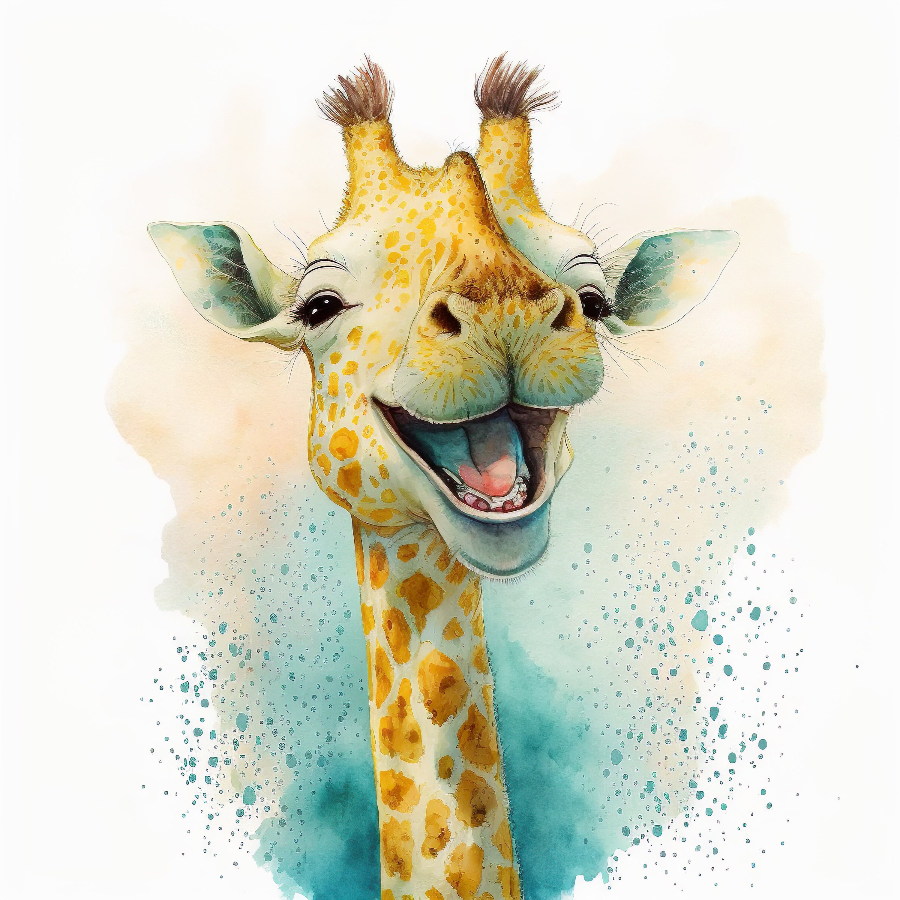 4 Smiling Giraffes Printable Wall Art Nursery Wall Decor - Etsy