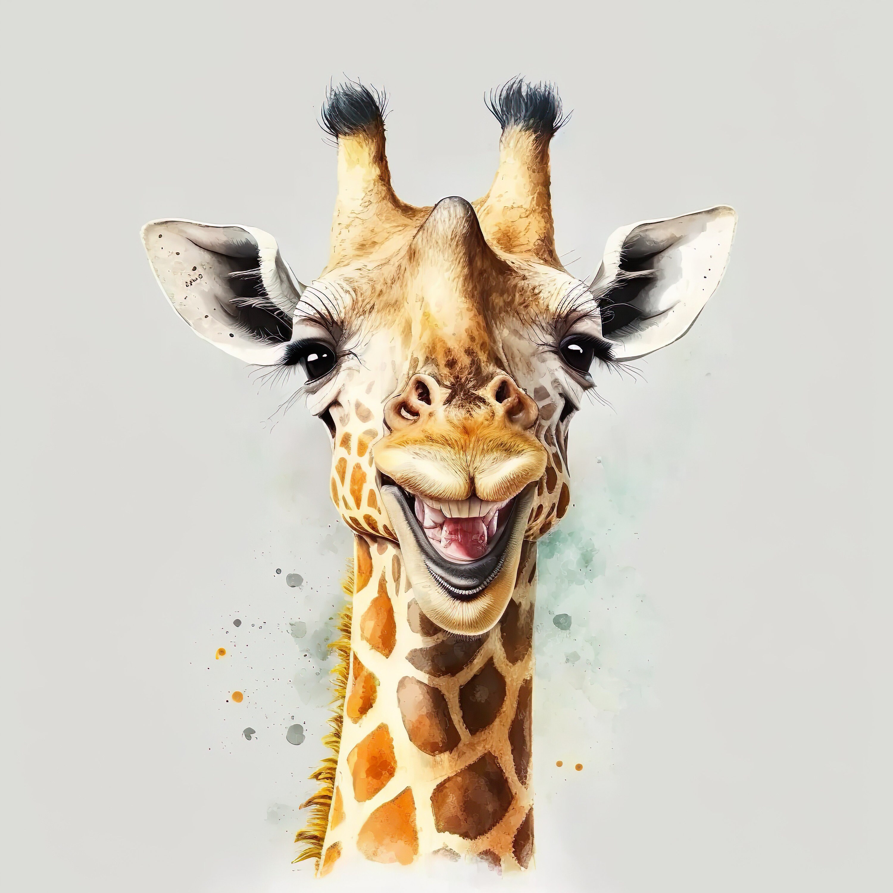 4 Smiling Giraffes Printable Wall Art, Nursery Wall Decor, Watercolor ...