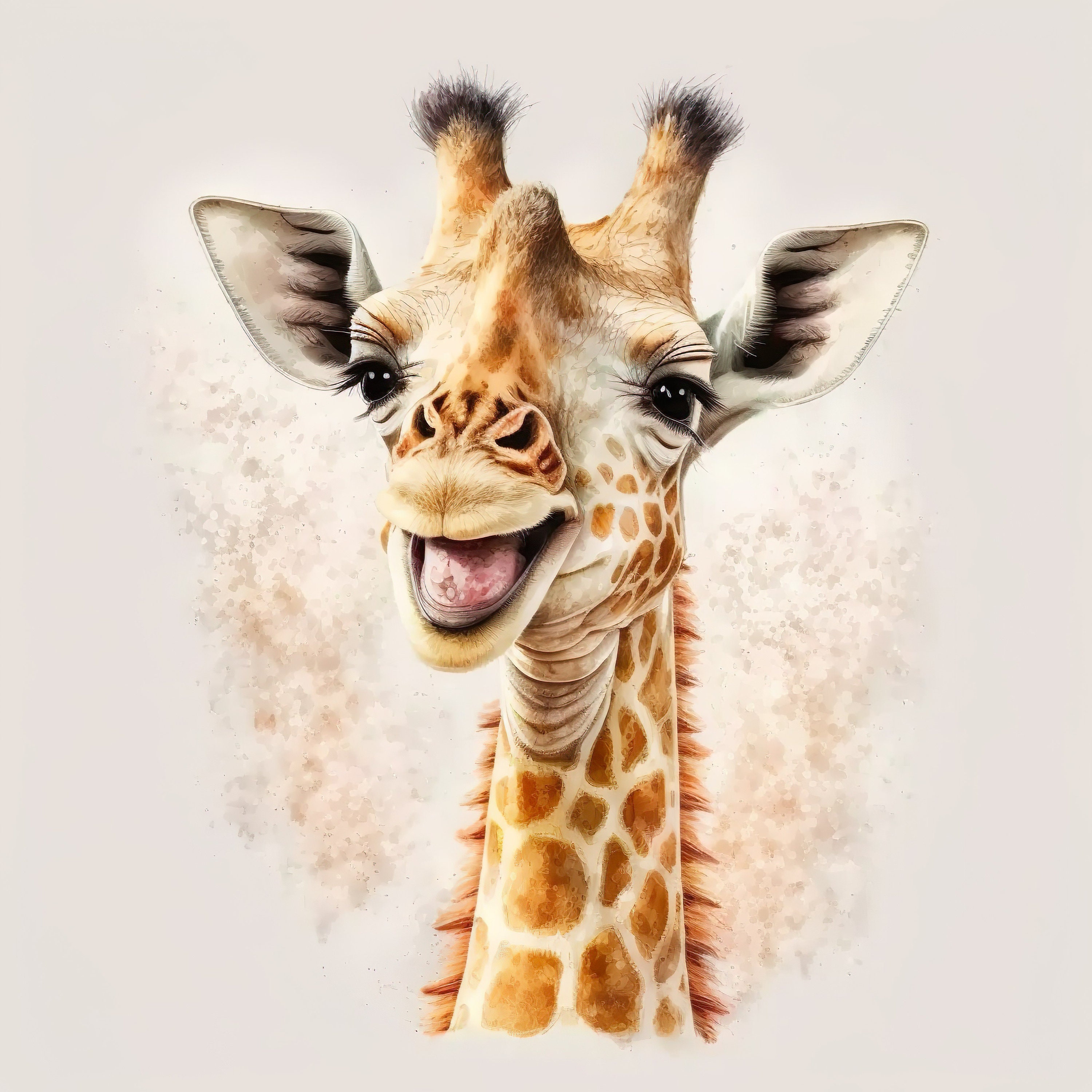 4 Smiling Giraffes Printable Wall Art, Nursery Wall Decor, Watercolor ...