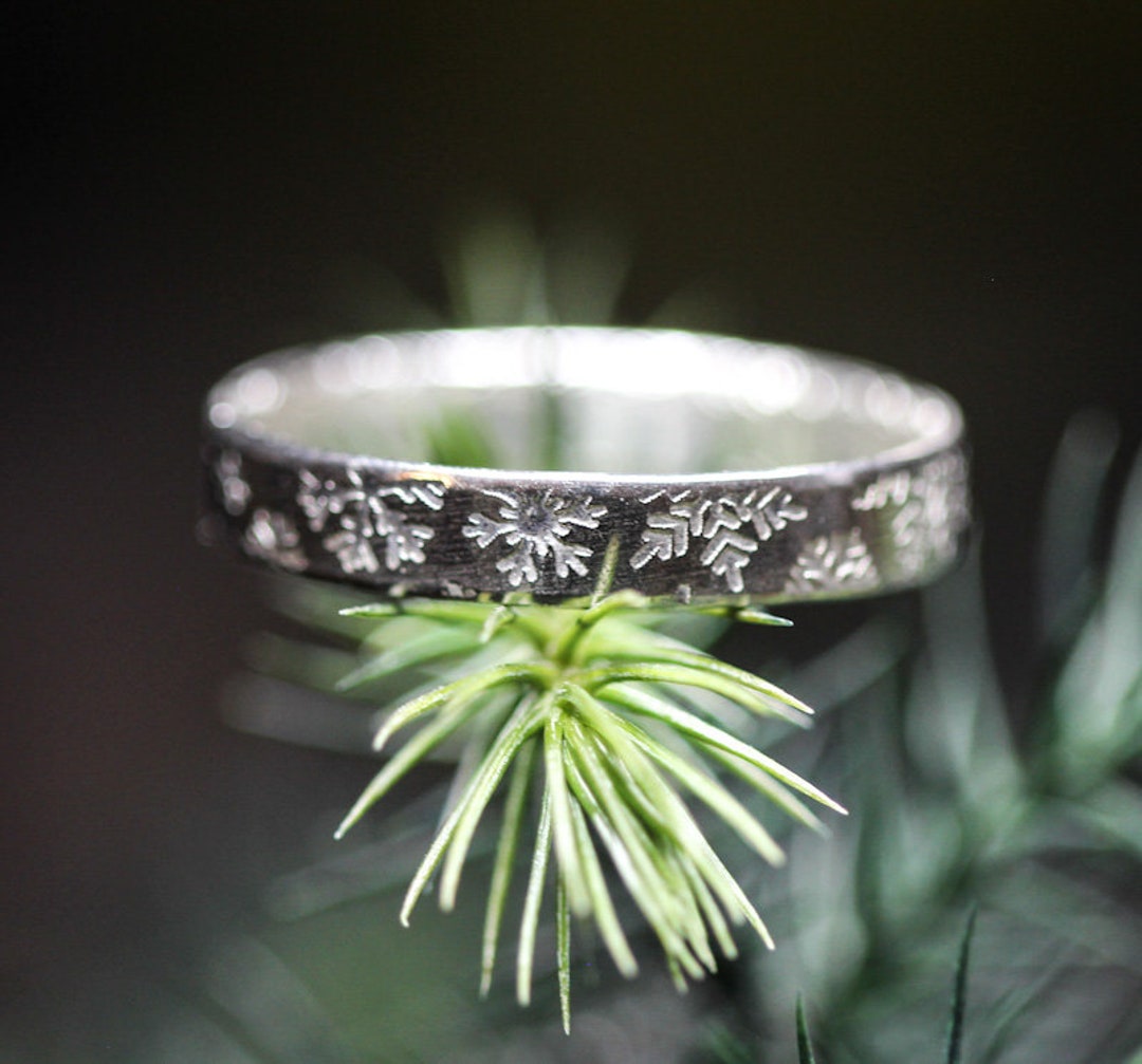 Snowflake Ring* Solid Sterling Silver* Stacking Band*winter Jewelry - Etsy