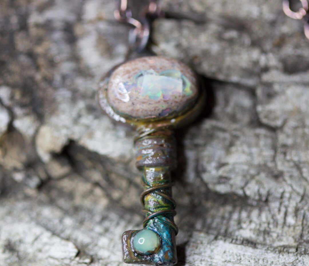 Skeleton Key * Key Pendant * Faerie Key Talisman* * Boulder Opal ...