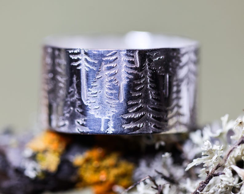 Pine Tree Ring* Solid Sterling Silver * 1/2" Wide *whisper in the Pines ...