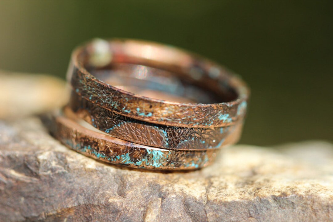 Copper Ring Set Leaf Rings Patina Copper Ring autumn Leaf Stacking Ring ...