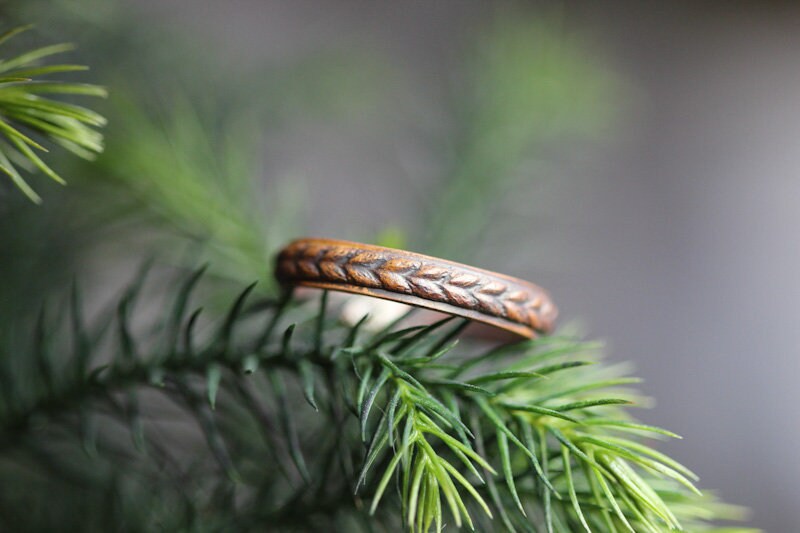 Copper Wheat Ring* Solid Copper* Flame Painted * Rustic Band - Etsy