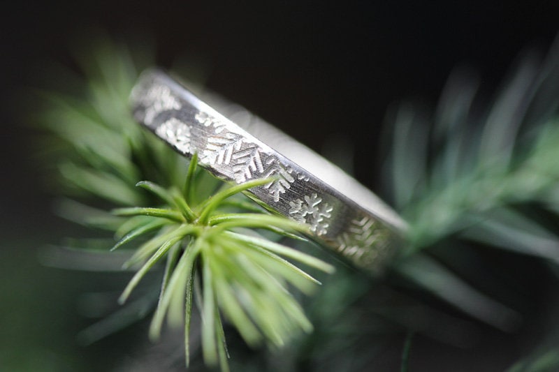 Snowflake Ring* Solid Sterling Silver* Stacking Band*winter Jewelry - Etsy