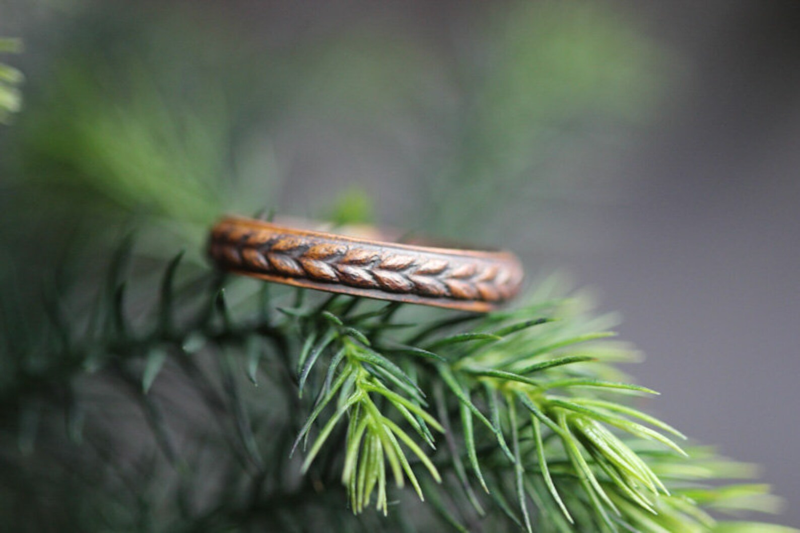 Copper Wheat Ring* Solid Copper* Flame Painted * Rustic Band - Etsy