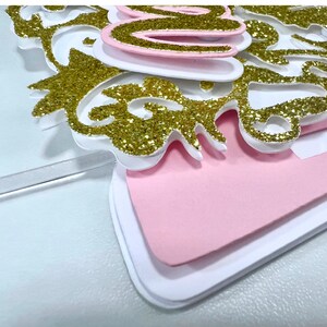 Princess Cake Topper Birthday Party Princess Decoration Pink and Gold ...