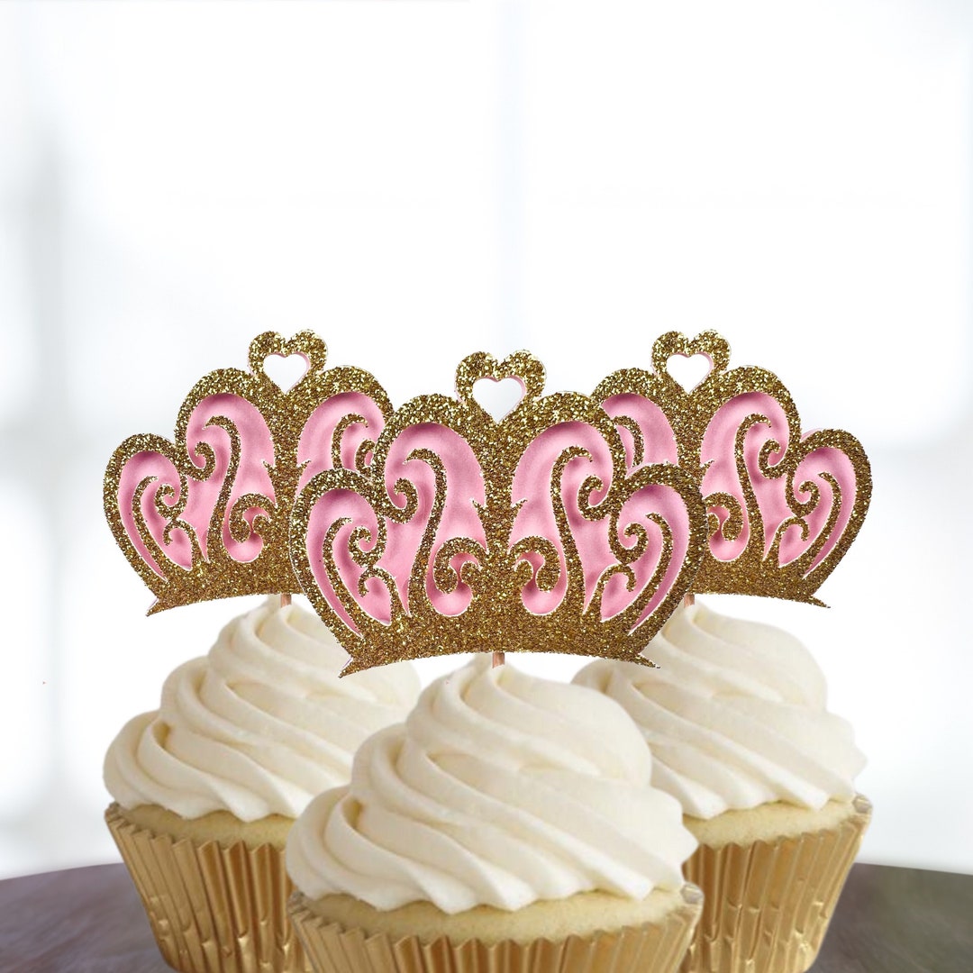 Princess Crown Cupcake Topper Birthday Party Tiara Cupcake Pick Elegant ...