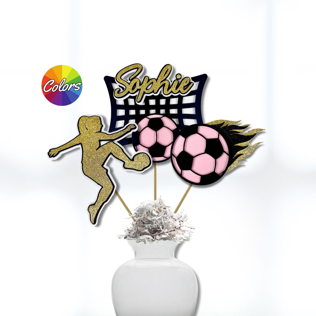 Girls Soccer Centerpiece Set Birthday Party Decoration 3-piece Set ...