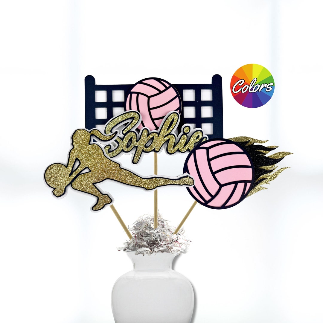 Volleyball Centerpiece Set - Birthday Party Decoration - 3-piece Set ...