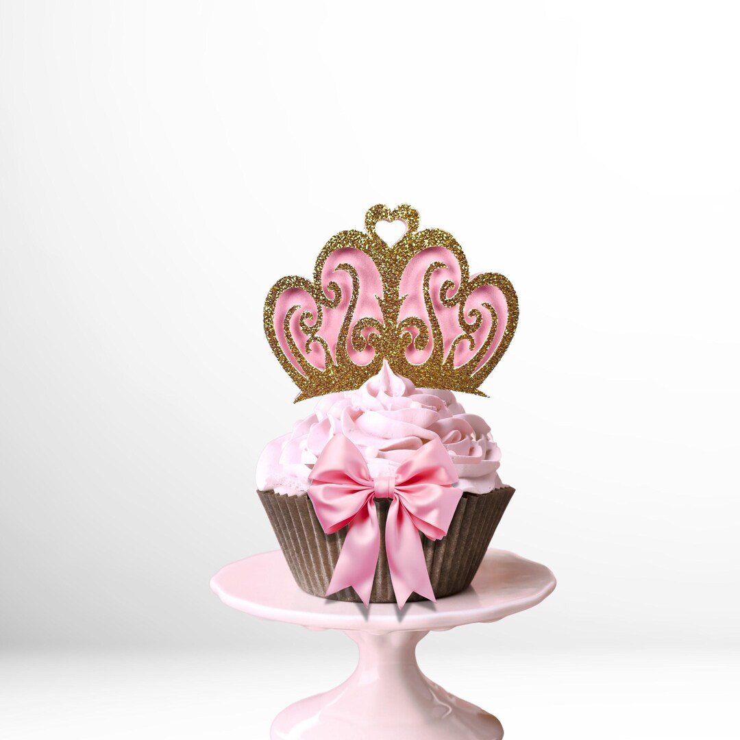Princess Crown Cupcake Topper - Birthday Party Tiara Cupcake Pick ...