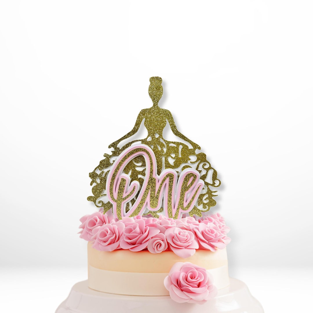 Princess ONE Cake Topper First Birthday Girl Elegant Princess Pink and ...