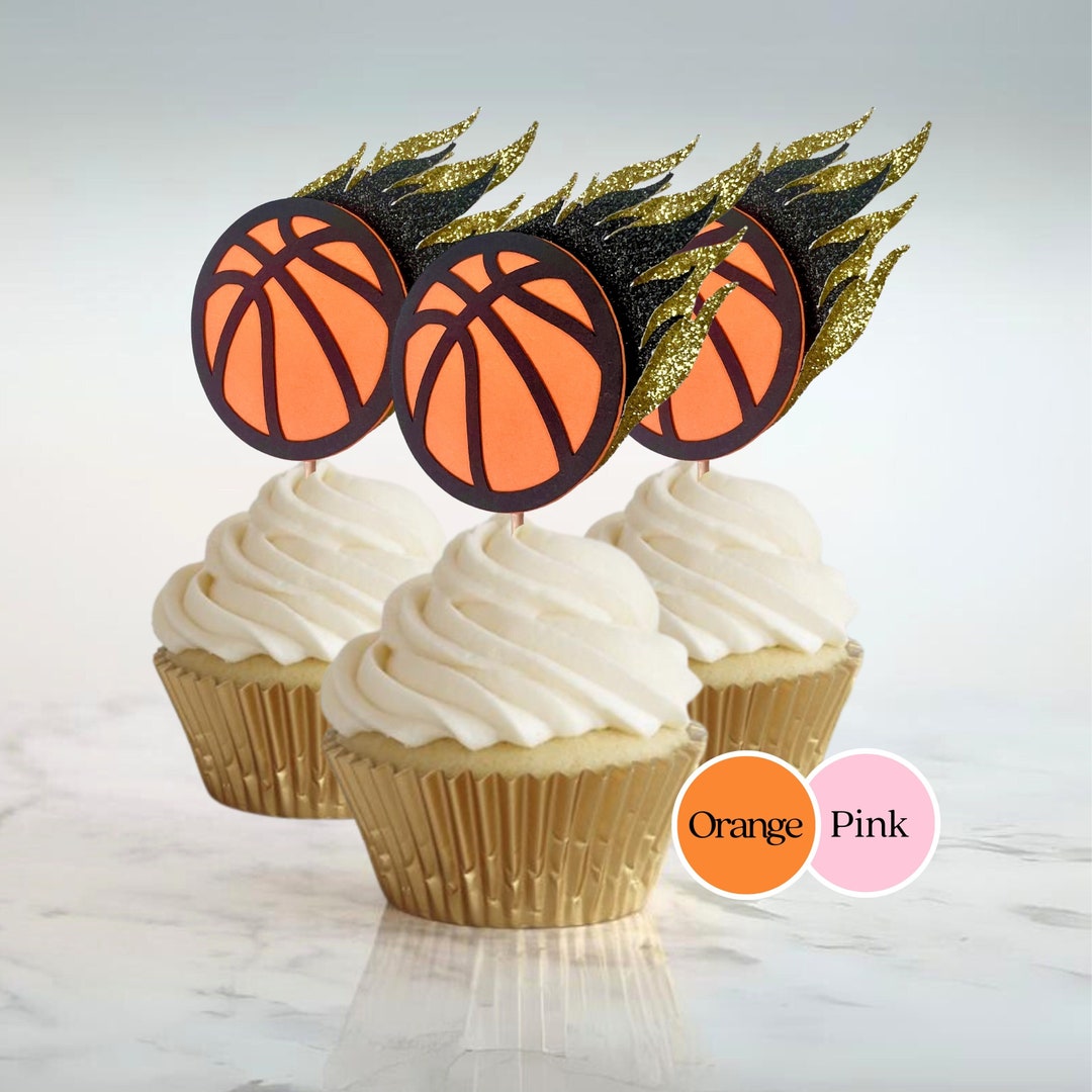 Basketball Cupcake Topper Birthday Party Decoration Sport Cupcake Picks ...