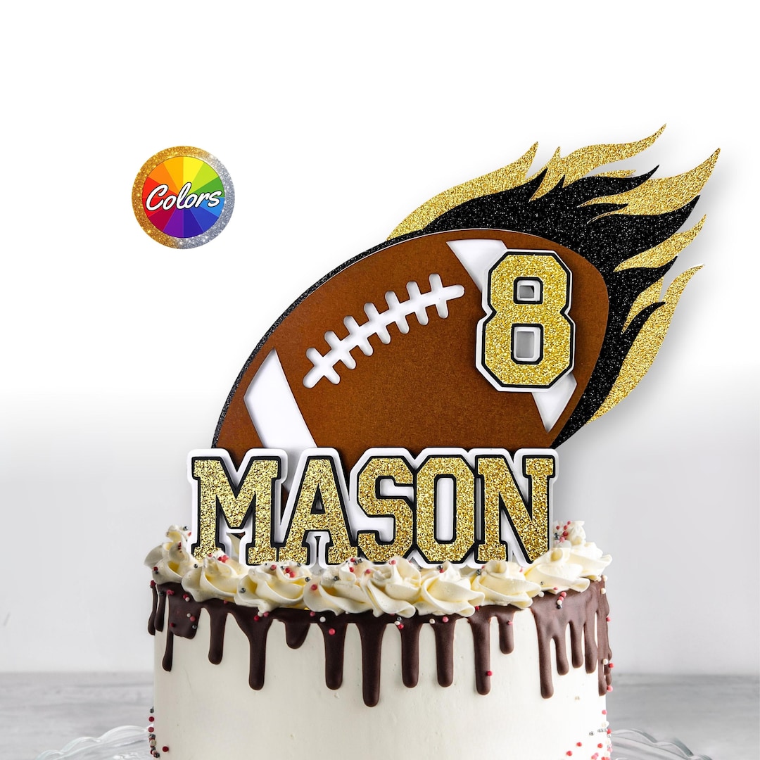 Football Cake Topper - Personalized Birthday Decorations, Sports Party ...